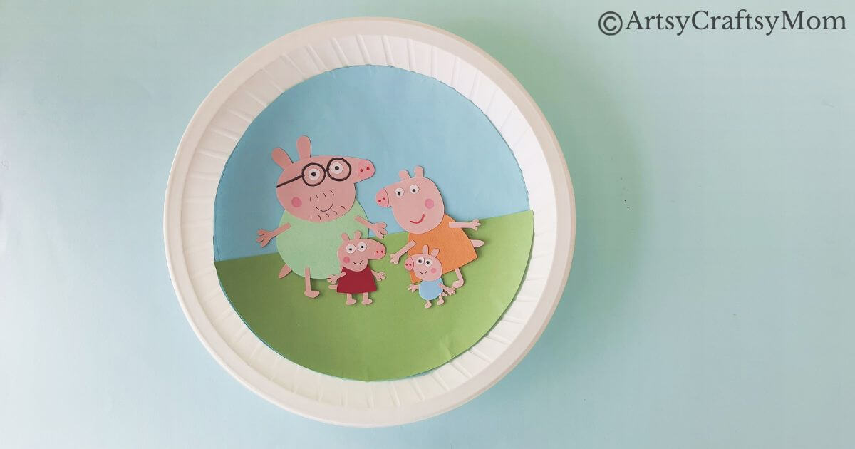 Easy and Fun Paper Plate Peppa Pig Family Craft