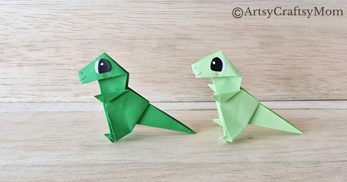 Cute and Easy Origami Dinosaur Craft for Kids