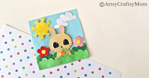Adorable Spring Bunny Papercraft with Printable Template