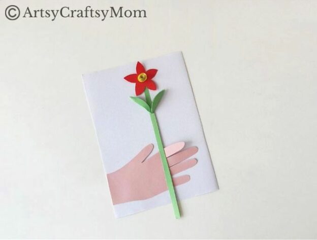 Easy DIY Flower in Hand Card for Kids