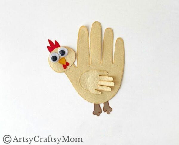 Easy and Cute Handprint Chicken Craft for Kids