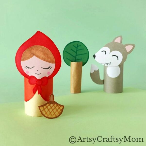Cute and Easy Little Red Riding Hood Puppet Craft