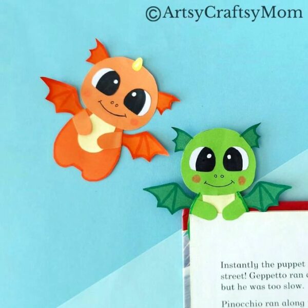 Cute and Easy Dragon Bookmark Papercraft for Kids