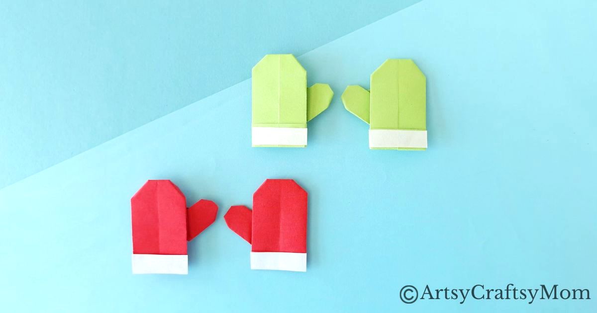 Adorable Origami Mittens Craft for Kids