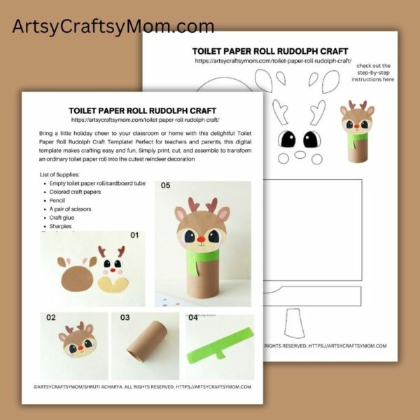 Easy Toilet Paper Roll Rudolph Craft for Kids