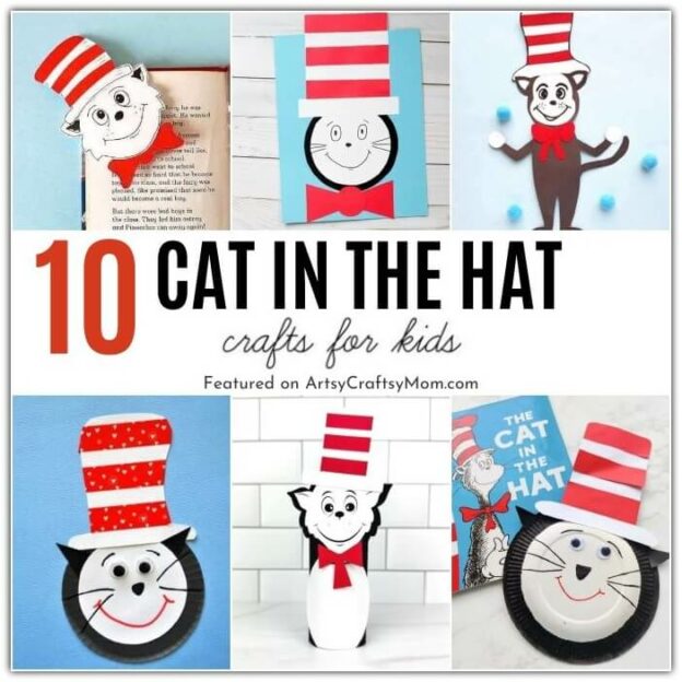10 Cute and Easy Cat in the Hat Crafts for Kids